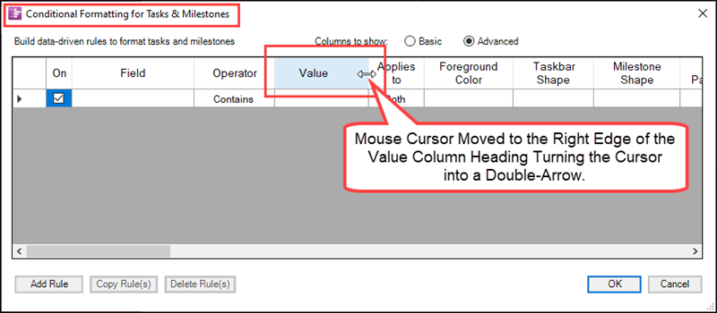 Adding Conditional Formatting Rules for OnePager for Version 7.2 - OnePager Documentation