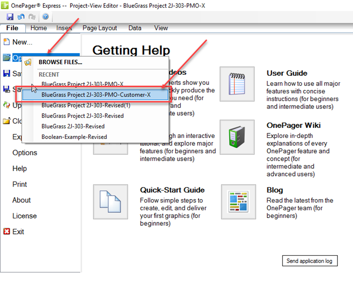 ADDING a Snapshot via Pull Operation - OnePager Express for Version 6.0 - OnePager Documentation