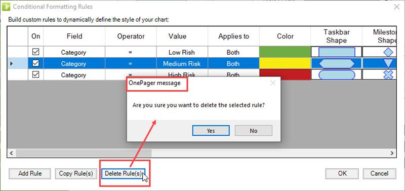 Managing Conditional Formatting Rules for OnePager Express for Version 7.0 - OnePager Documentation
