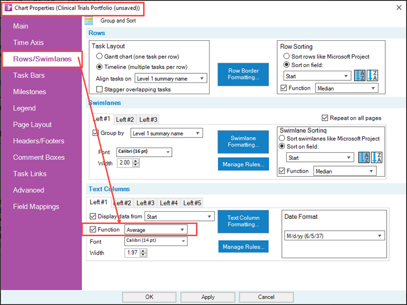 Using Functions with Text Columns, Rows, and Swimlanes for OnePager for Version 7.2 - OnePager ...