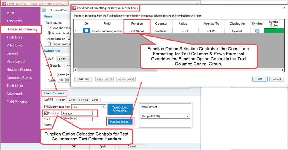 Using Functions with Text Columns, Rows, and Swimlanes for OnePager for Version 7.2 - OnePager ...