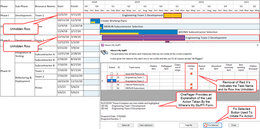 Hiding and Unhiding Rows and Swimlanes for Version 7.0 - OnePager Documentation