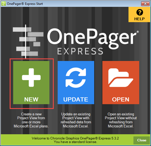 Creating Another New Project View - OnePager Express Add-in for Version 5.3 - OnePager Documentation