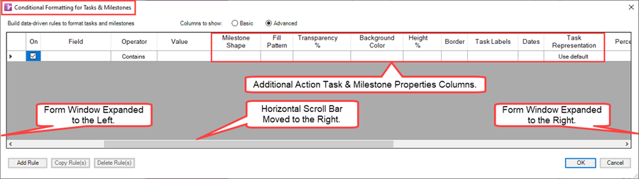 Adding Conditional Formatting Rules for OnePager for Version 7.2 - OnePager Documentation
