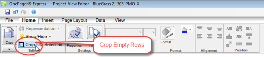 Automatically Cropping Empty Rows for OnePager Express for Version 6.0 - OnePager Documentation