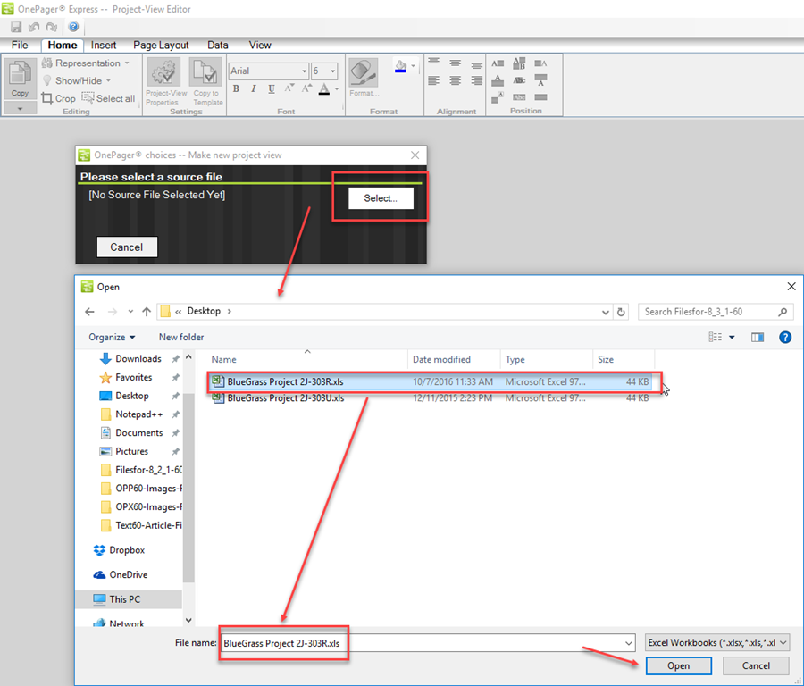 Handling Microsoft Excel Spreadsheets Containing Multiple Projects For Version 6.0 - OnePager ...