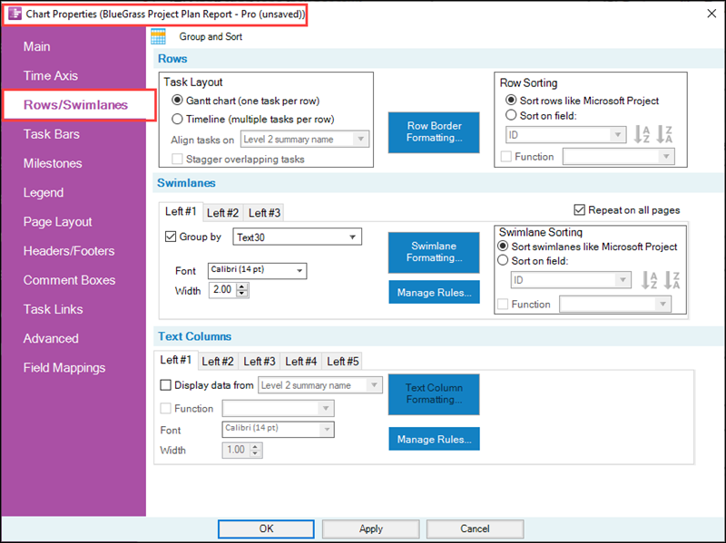 About OnePager's Rows and Swimlanes for Version 7.2 - OnePager Documentation
