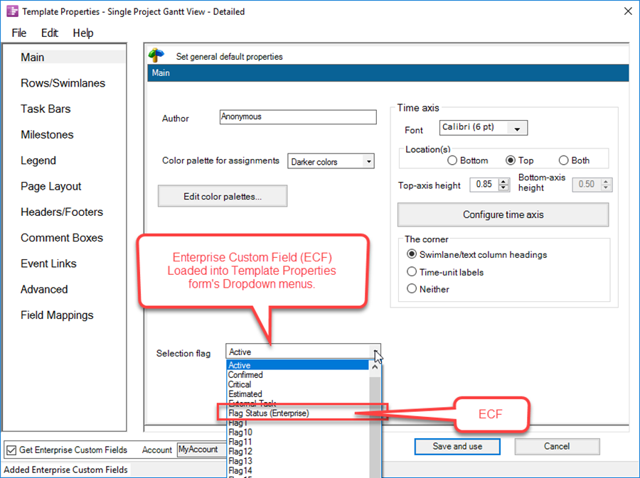 Using Enterprise Custom Fields From Microsoft Project For Onepager Pro