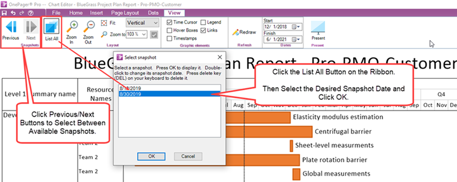 ADDING a Snapshot via Pull Operation for Version 7.2 - OnePager Documentation