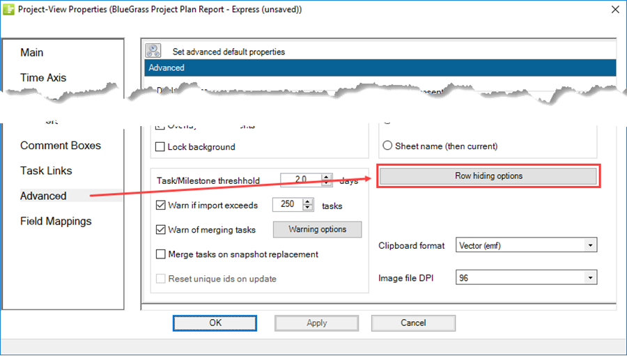 Advanced Tab for OnePager Express for Version 6.1 - OnePager Documentation