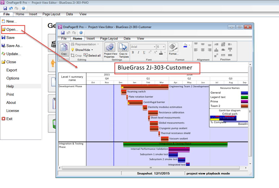 ADDING a Snapshot via Pull Operation - OnePager Pro for Version 5.3 - OnePager Documentation